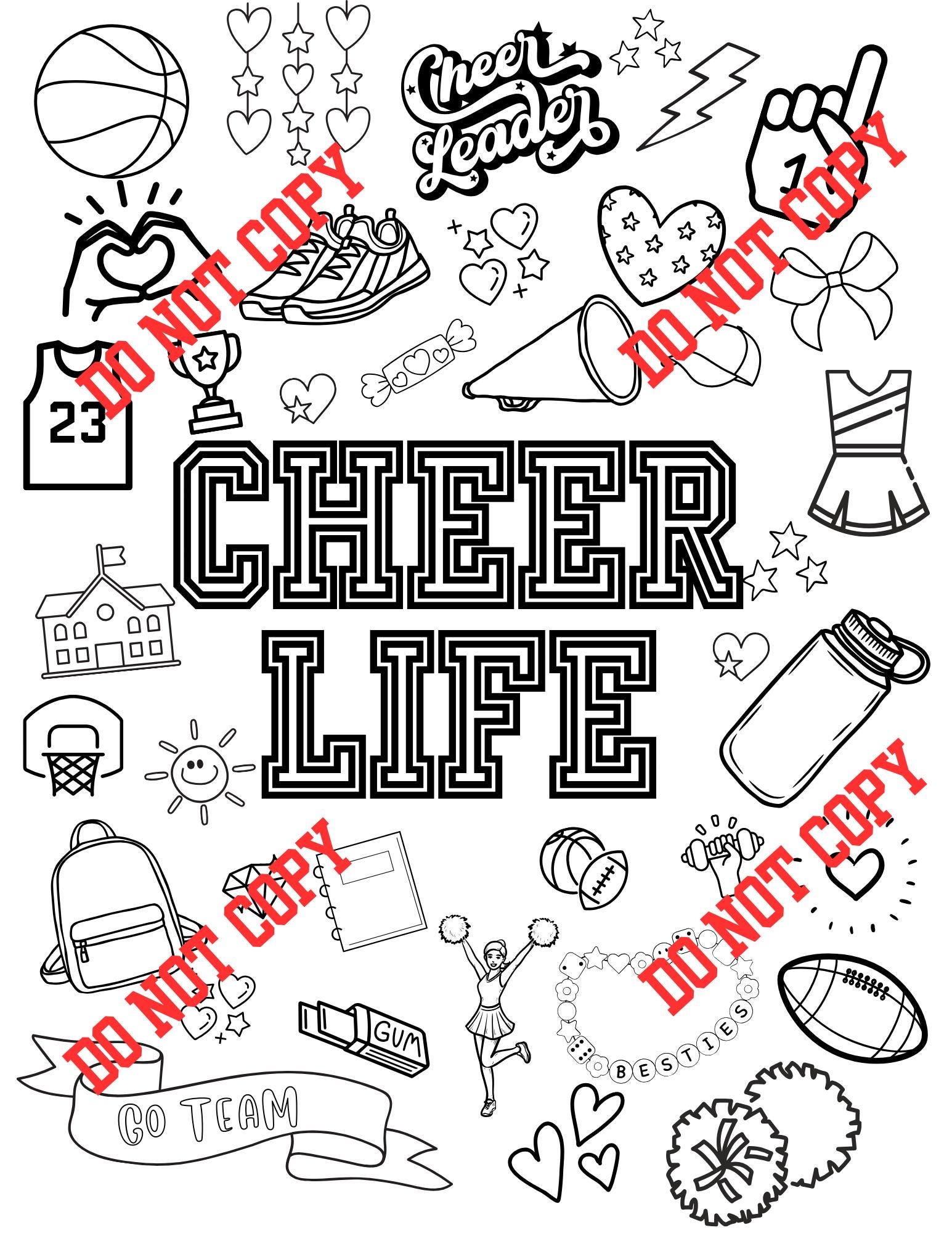 Cheerleading Coloring Page - Etsy