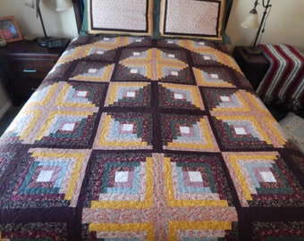 Handmade Log Cabin Quilt - Etsy