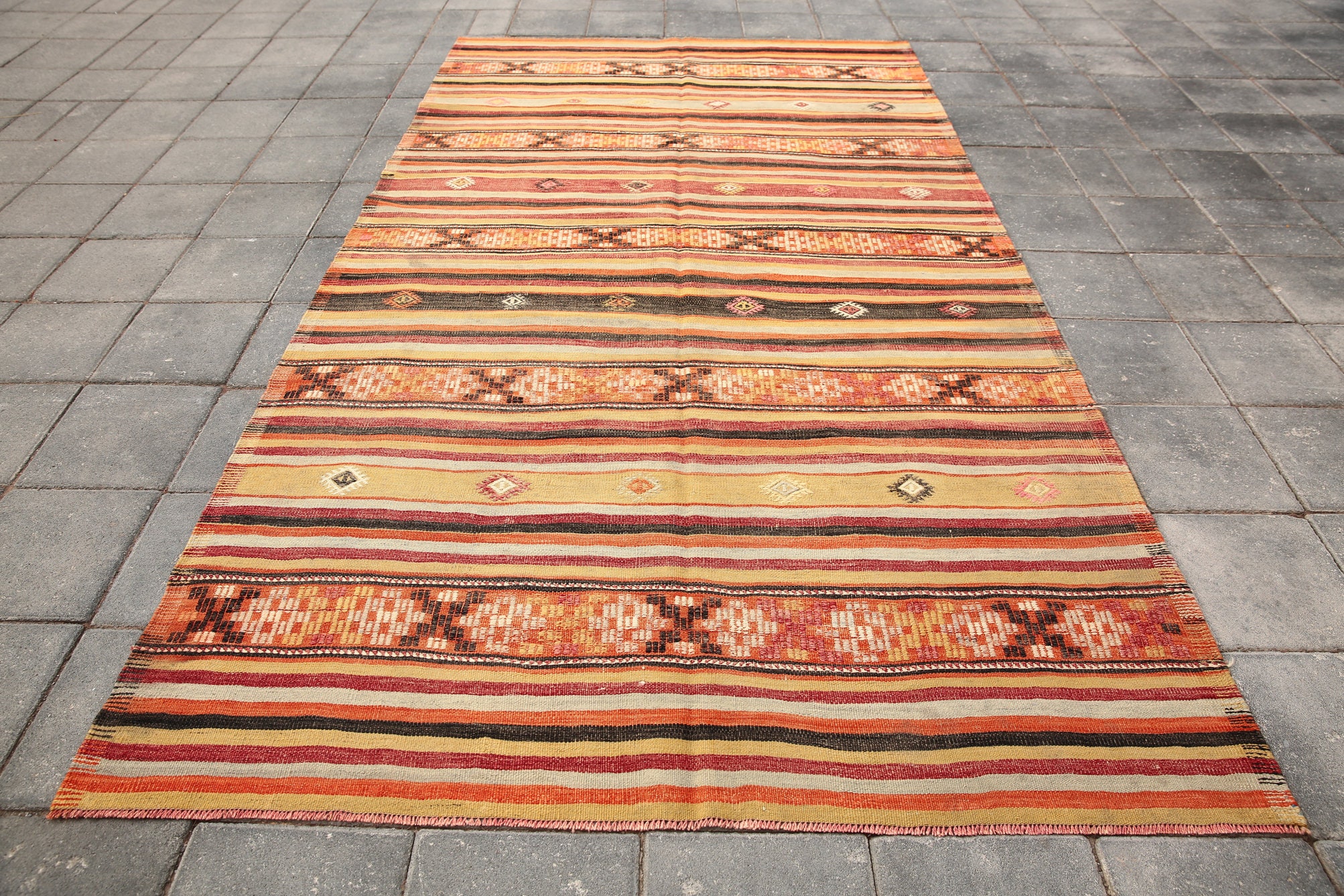 Scandanavian Wool Kilim Rug 6x9 Bohemian Kilim Rug Wool | Etsy