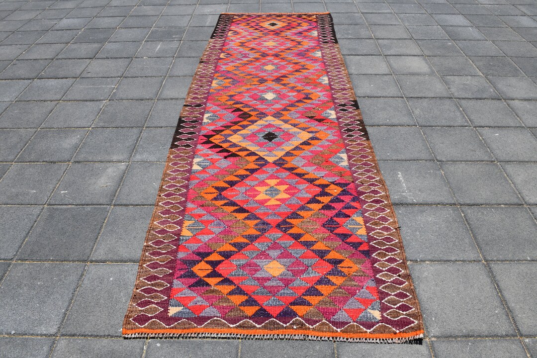 3x10 Runner Rug, 3x10 Pantone Pink Kilim Runner Rug, 3x10 Kilim Runners ...