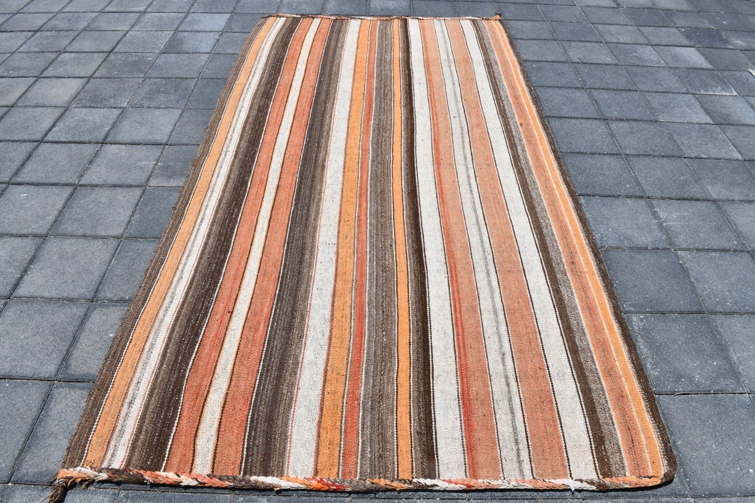5x10 Area Rug, 5x10 Striped Kilim, 5x10 TURKISH VINTAGE KILIM Rug, 5x10 ...