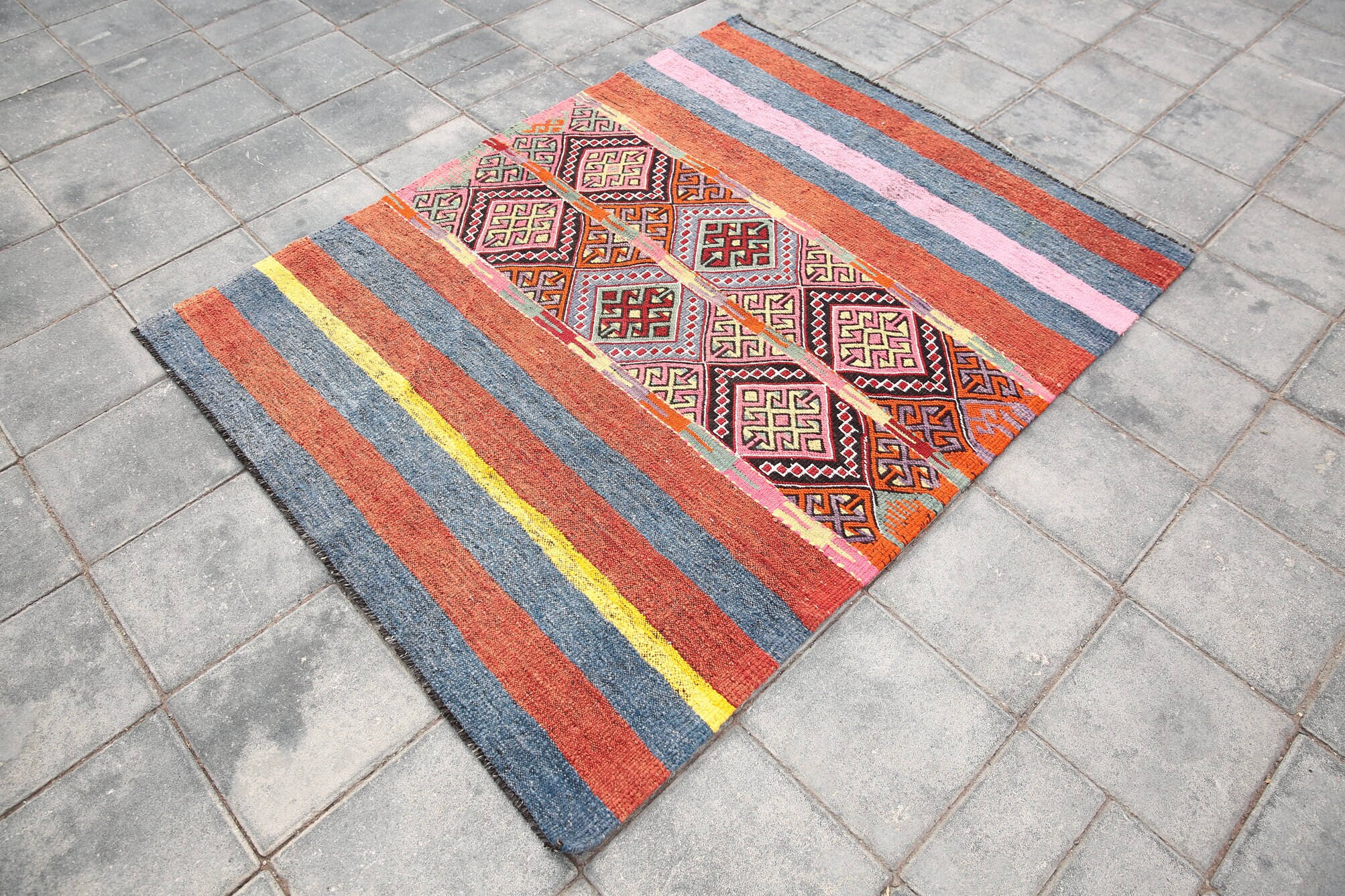 5x5 Wool Vintage Flatweave Kilim Rug 5x5 Area Rug 5x5 Kilim | Etsy