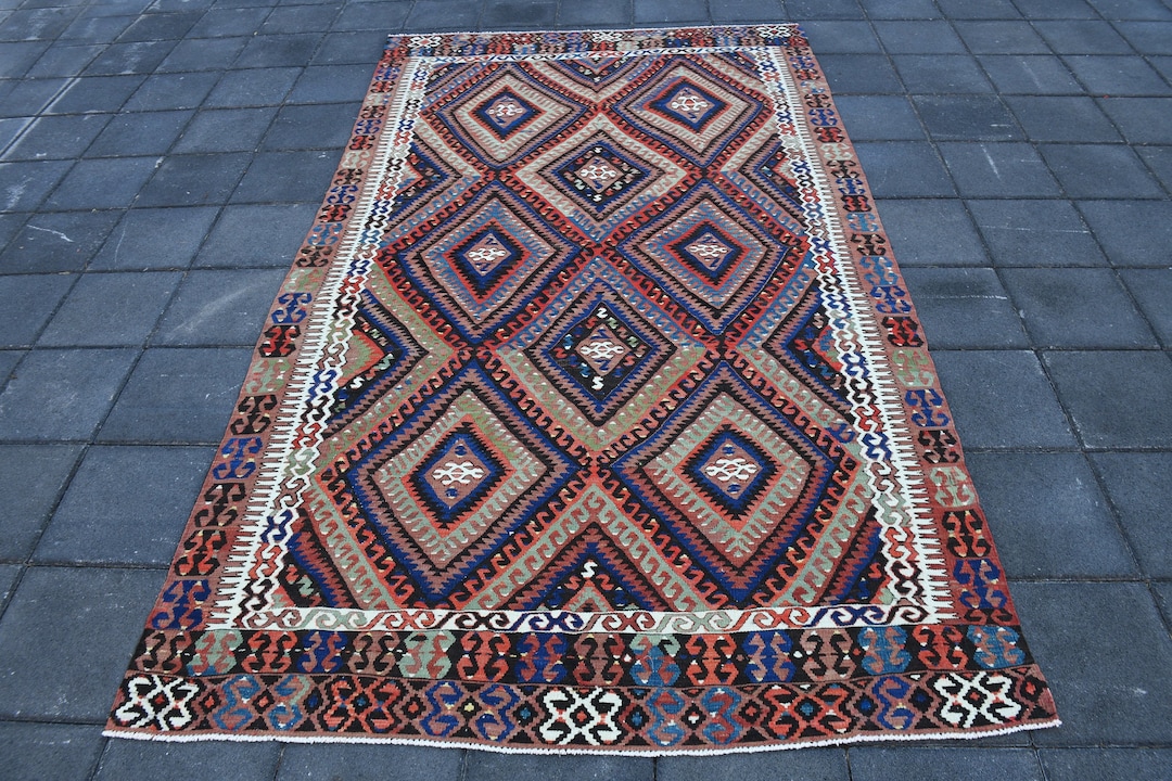 5x9 Area Rug, 5x9 Bohemian Kilim, 5x9 TURKISH VINTAGE KILIM Rug, 5x9 ...