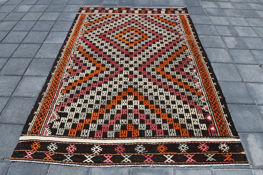 6x8 Area Rug, 6x8 TURKISH VINTAGE KILIM Rug, 6x8, Aesthetic Kilim Rug ...
