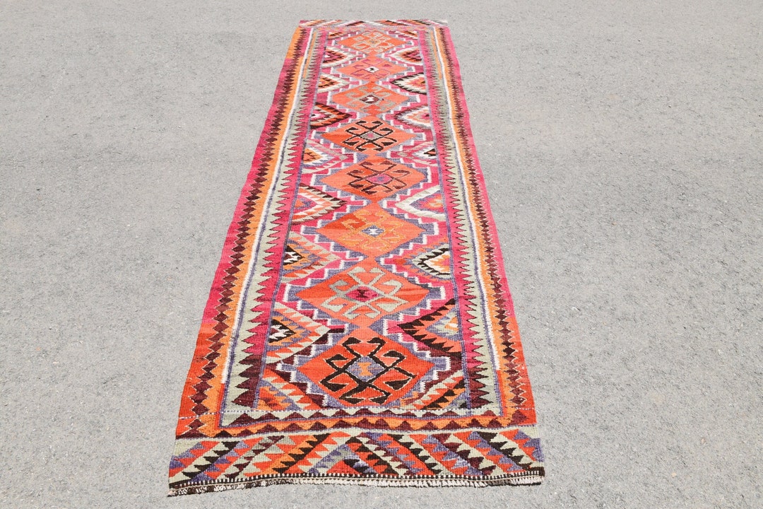 3x10 Runner Rug, 3x10 Maximalist Kilim Runner, 3x10 TURKISH KILIM ...