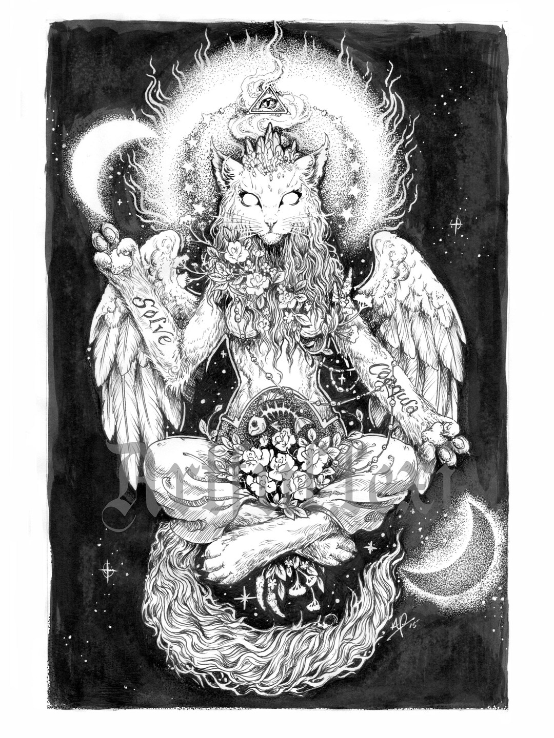 Baphocat - 9x12 - Art Print - Giclee Print - Watercolor Paper ...