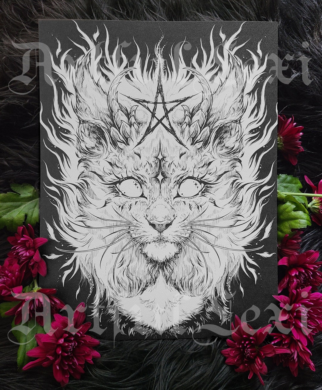 The Wretched - 9x12 - Cat Illustration - Occult - Pen and Ink - Dark ...