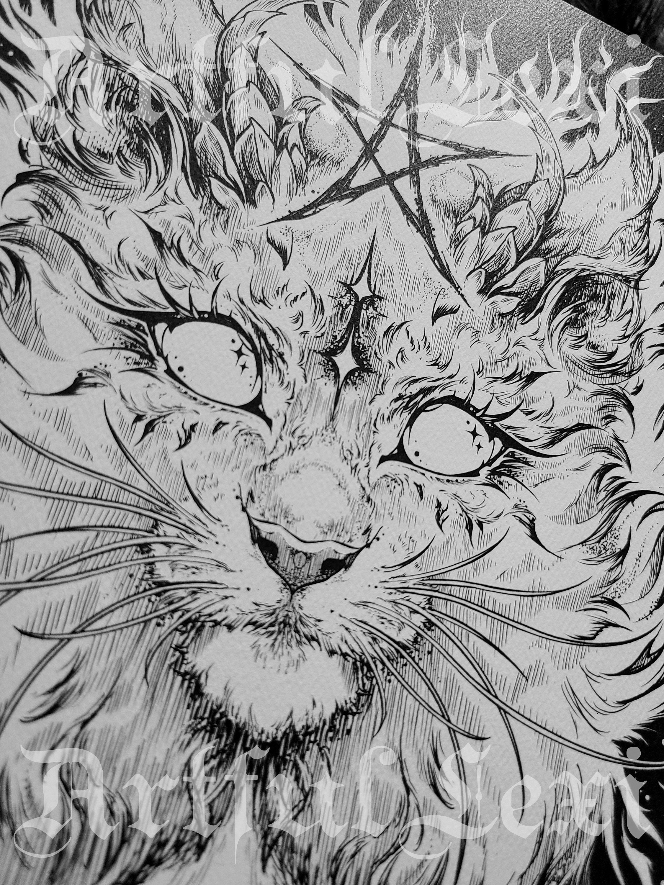 The Wretched 9x12 Cat Illustration Occult Pen and Ink - Etsy
