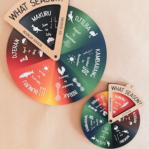 Noongar 6 Seasons Wood Spinner Dial & Viewer Window | 6 Aboriginal ...