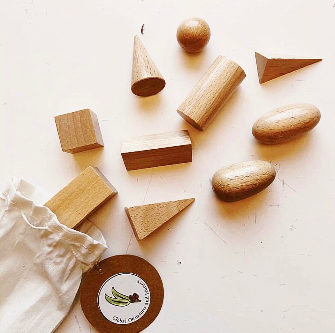 Geometric Wooden Solids – 10-piece 3D Shape Set for Play & Learning ...