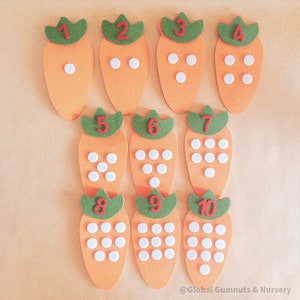 Fabric Counting Carrots for DIY Educational Play Crafting Set of 10 ...