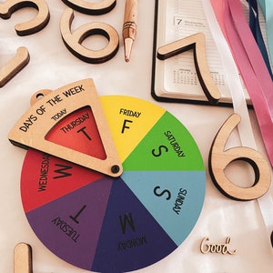 Days of the Week WHEEL Spinner Dial 7 Days Weekly Chart MDF Round Wheel ...