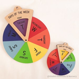 Days of the Week WHEEL Spinner Dial 7 Days Weekly Chart MDF Round Wheel ...