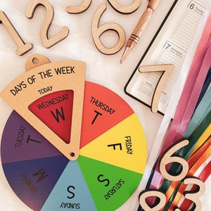 Days of the Week WHEEL Spinner Dial 7 Days Weekly Chart MDF Round Wheel ...