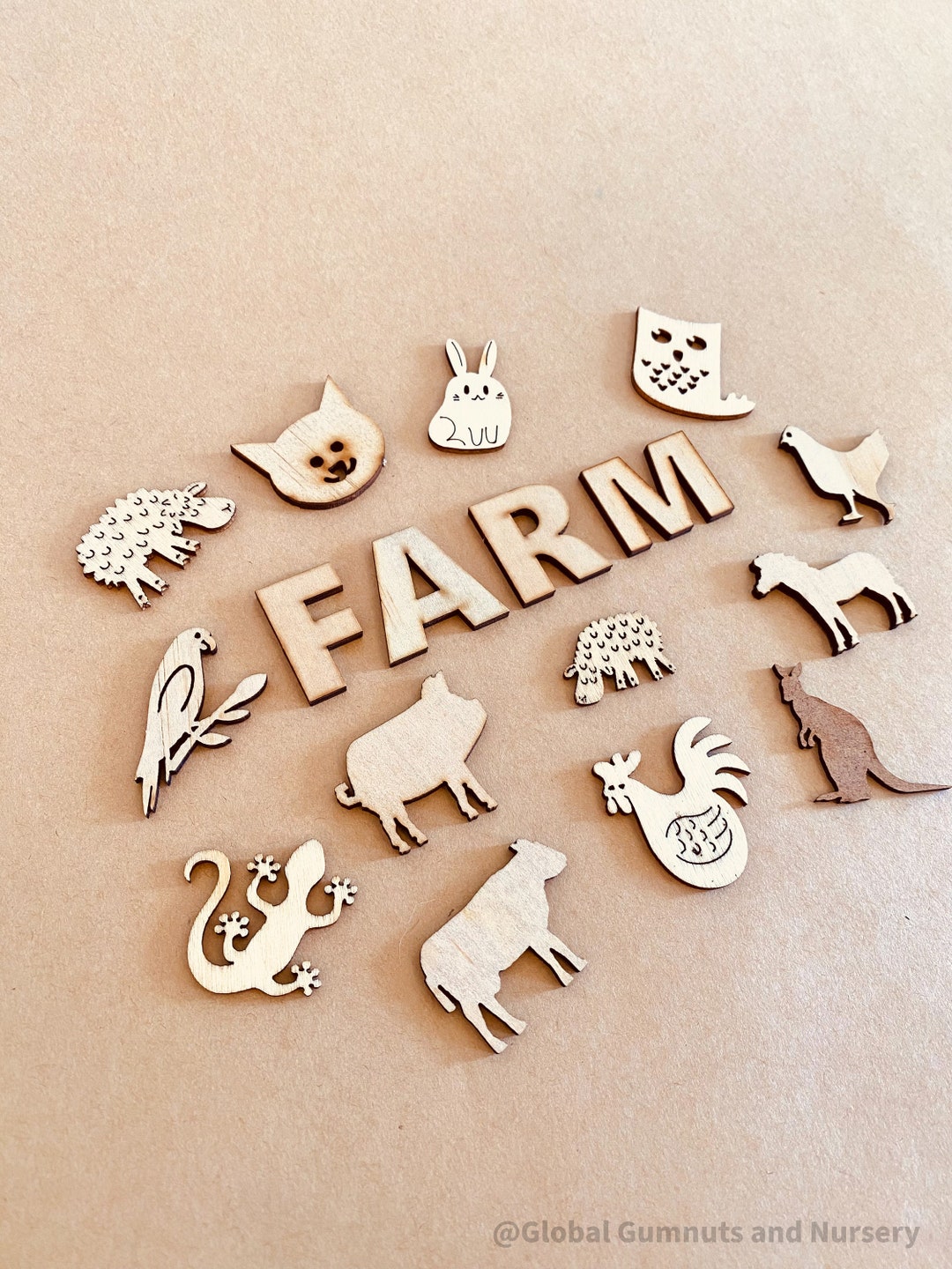 Farm Animal Wooden Embellishments Set of 17 Rustic Designs - Etsy