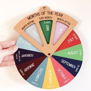 Months of the YEAR Wheel With a Three-way Viewer Window Spinner Dial ...