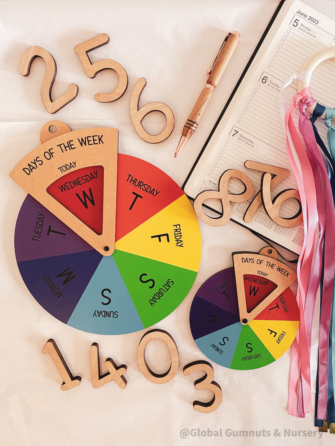 Days of the Week WHEEL Spinner Dial 7 Days Weekly Chart MDF Round Wheel ...