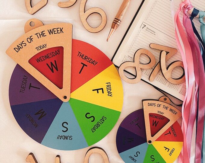 Days of the Week WHEEL Spinner Dial 7 Days Weekly Chart MDF Round Wheel ...