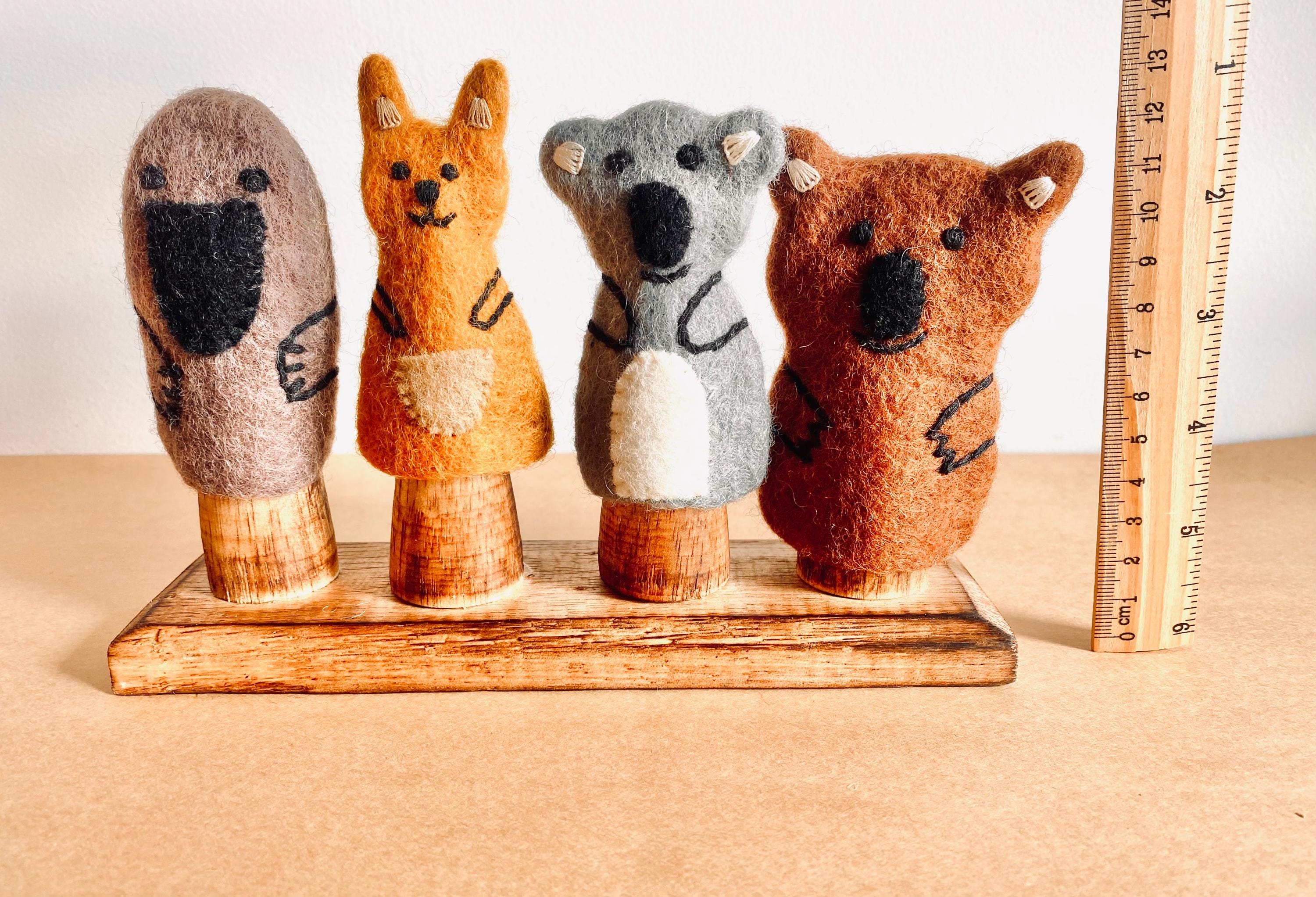 Wooden Finger Puppet Stand | Wooden Puppet Stand | 4-prong Display Rack ...