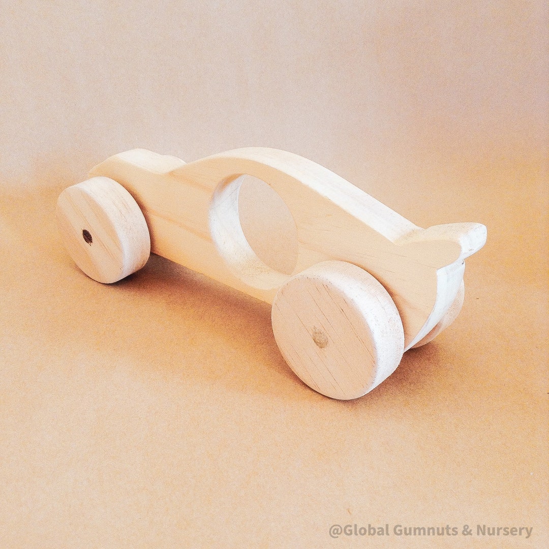 RACE CAR With Spolier Wooden and Handmade Push Pull Ability Play Toy ...