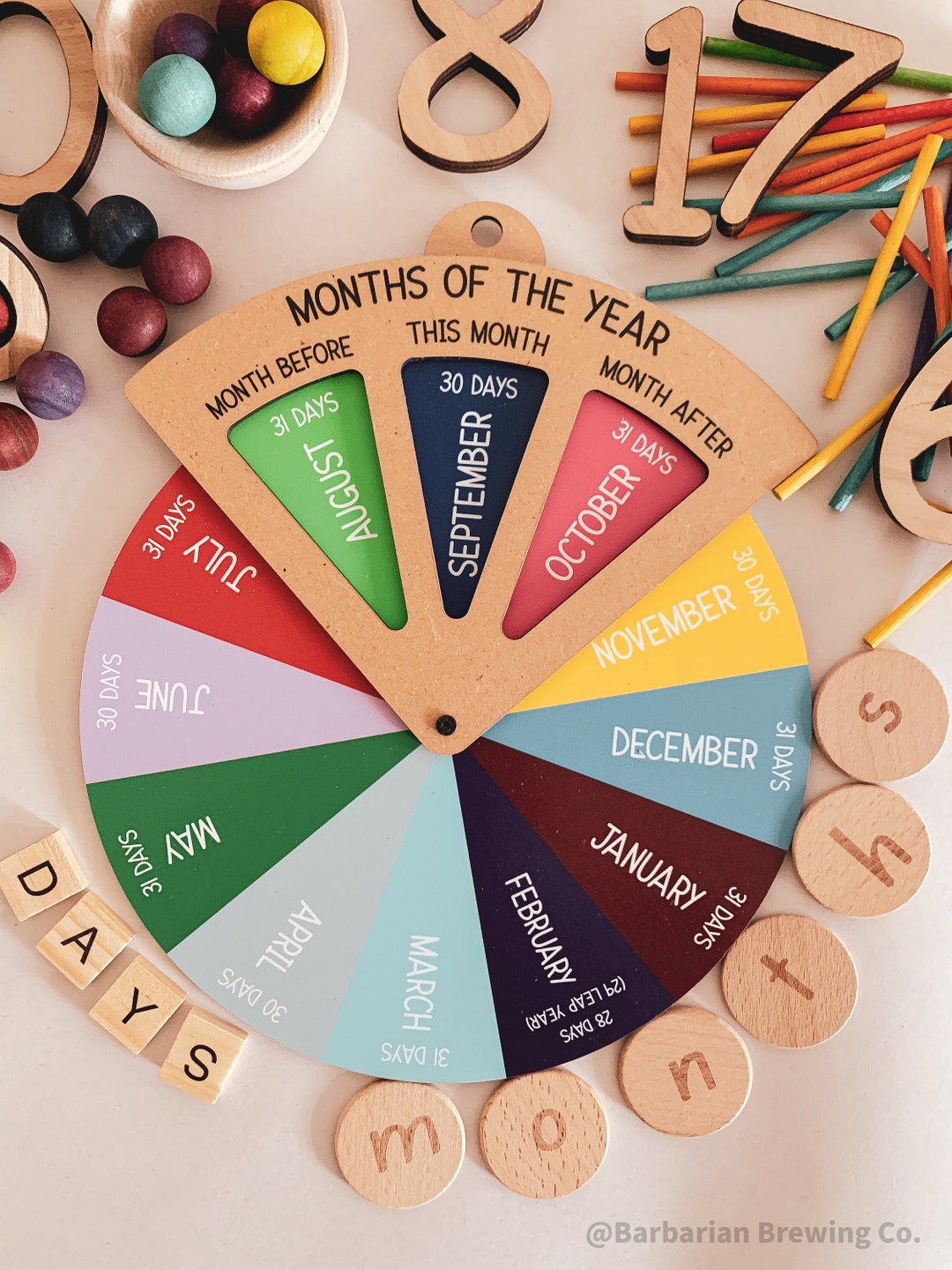 Months of the YEAR Wheel With a Three-way Viewer Window Spinner Dial ...