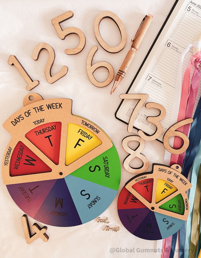 Days of the Week WHEEL With a Three-way Viewer Window | Spinner Dial ...