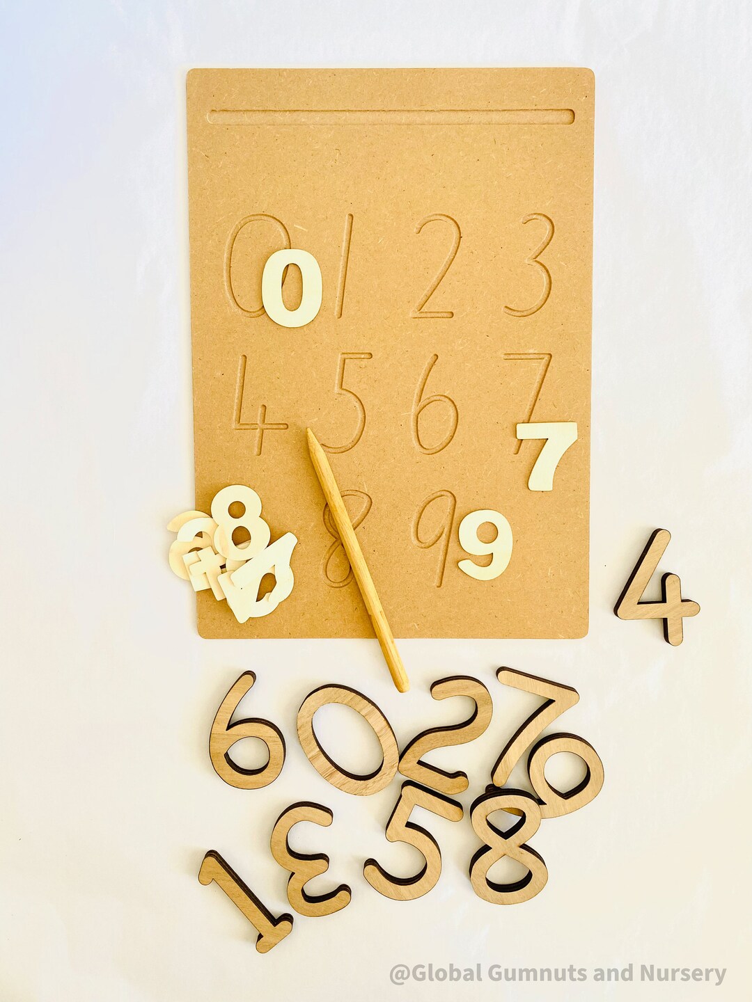NUMBERS 0 9 Wooden Tracing Board With Wooden Stylus Numbers TRACE Learn ...