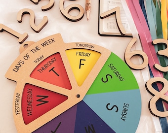 Days of the Week WHEEL Spinner Dial 7 Days Weekly Chart MDF Round Wheel ...