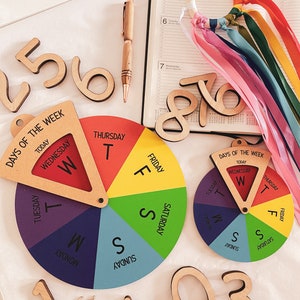 Days of the Week WHEEL Spinner Dial 7 Days Weekly Chart MDF Round Wheel ...