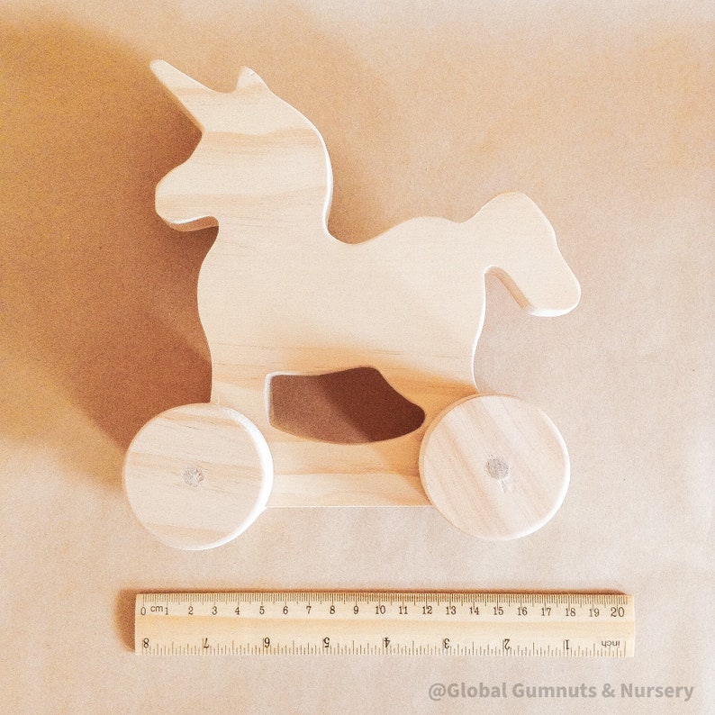 Unicorn PUSH PULL Toy Wooden Wheely Toy HANDMADE - Etsy