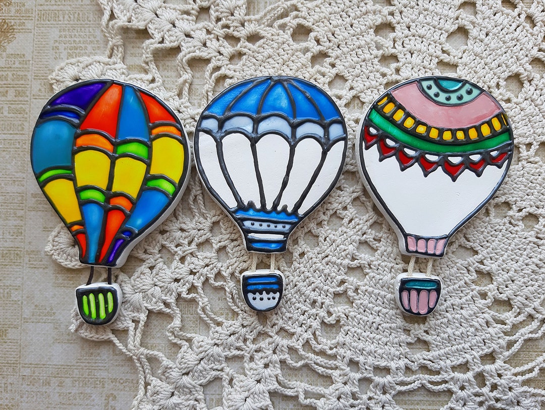 Handmade Hot Air Balloon Fridge Magnets - Set of 3: Handmade Decoration ...