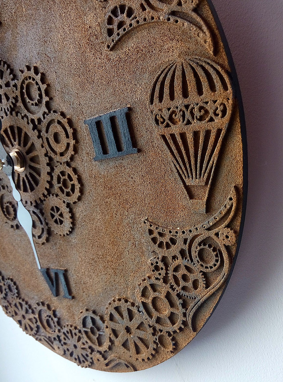 Steampunk Wall Clock, Hot Air Balloon, Vintage Decorative Wall Clock ...