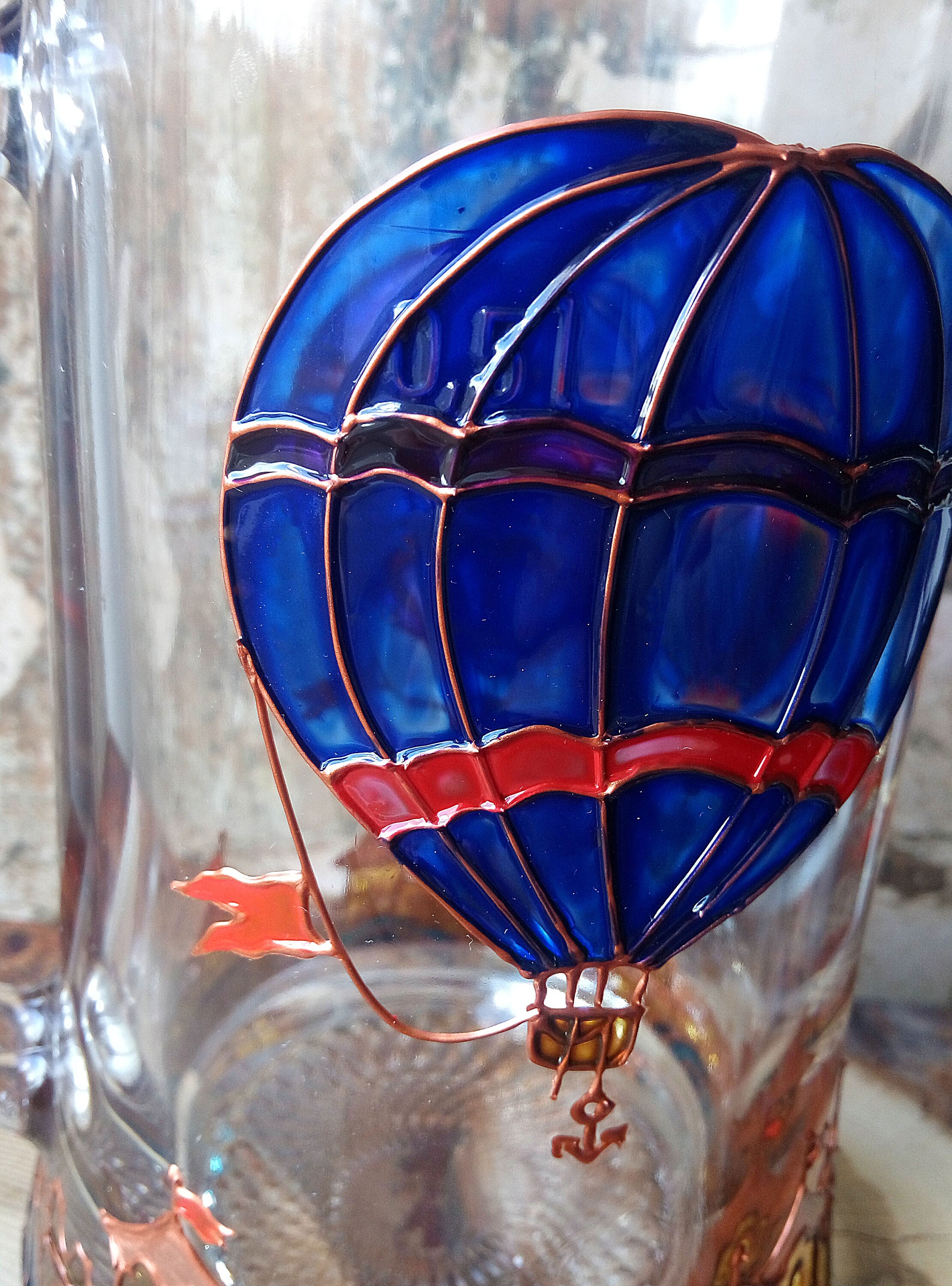Hot Air Balloon Beer Mug Hand Painted Glass Glass Mug - Etsy