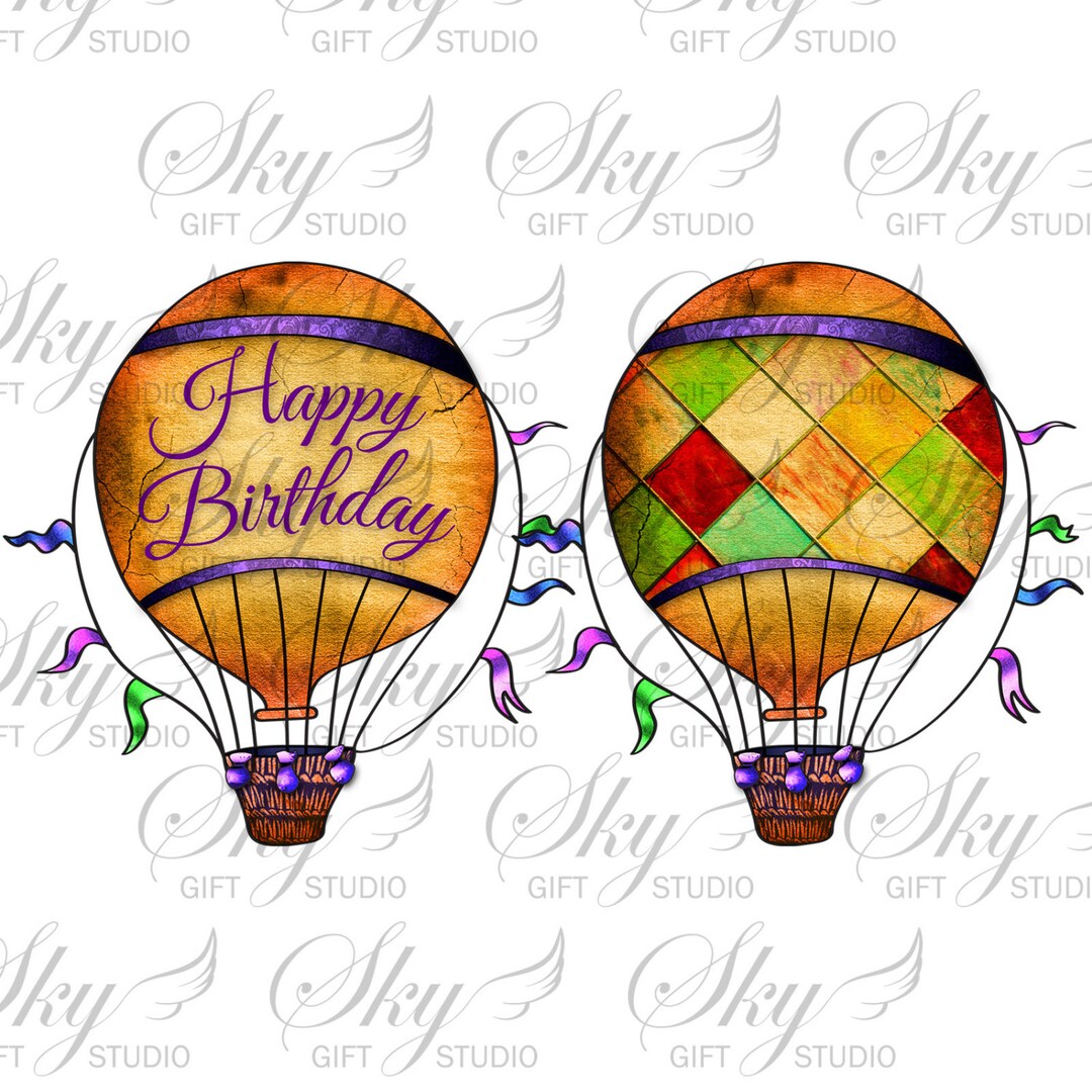 Hot Air Balloon Clip Art: Birthday Design PNG, JPG, PSD (digital ...