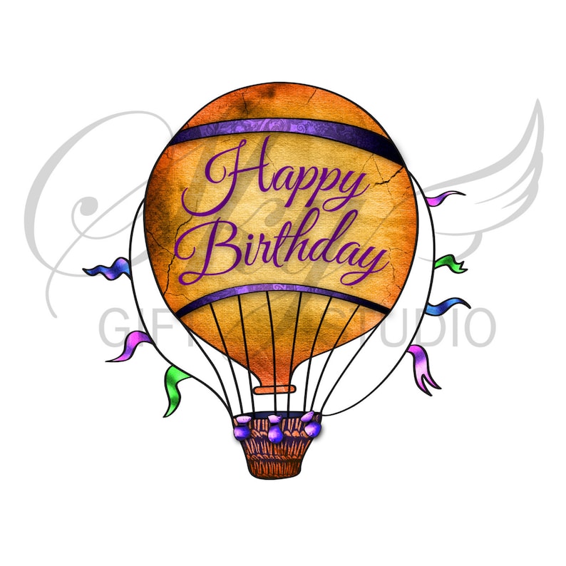 Hot Air Balloon Clip Art: Birthday Design PNG, JPG, PSD (digital ...