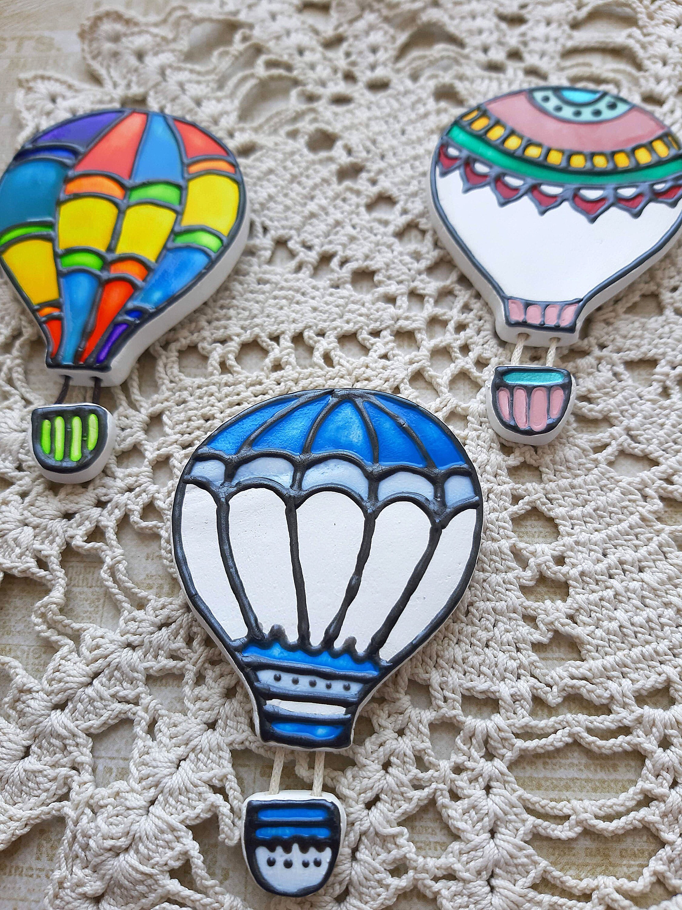 Handmade Hot Air Balloon Fridge Magnets - Set of 3: Handmade Decoration ...
