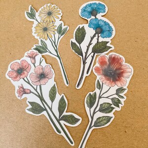 Flower Sticker Set, Floral Scrapbook Stickers, Flower Bullet Journal ...