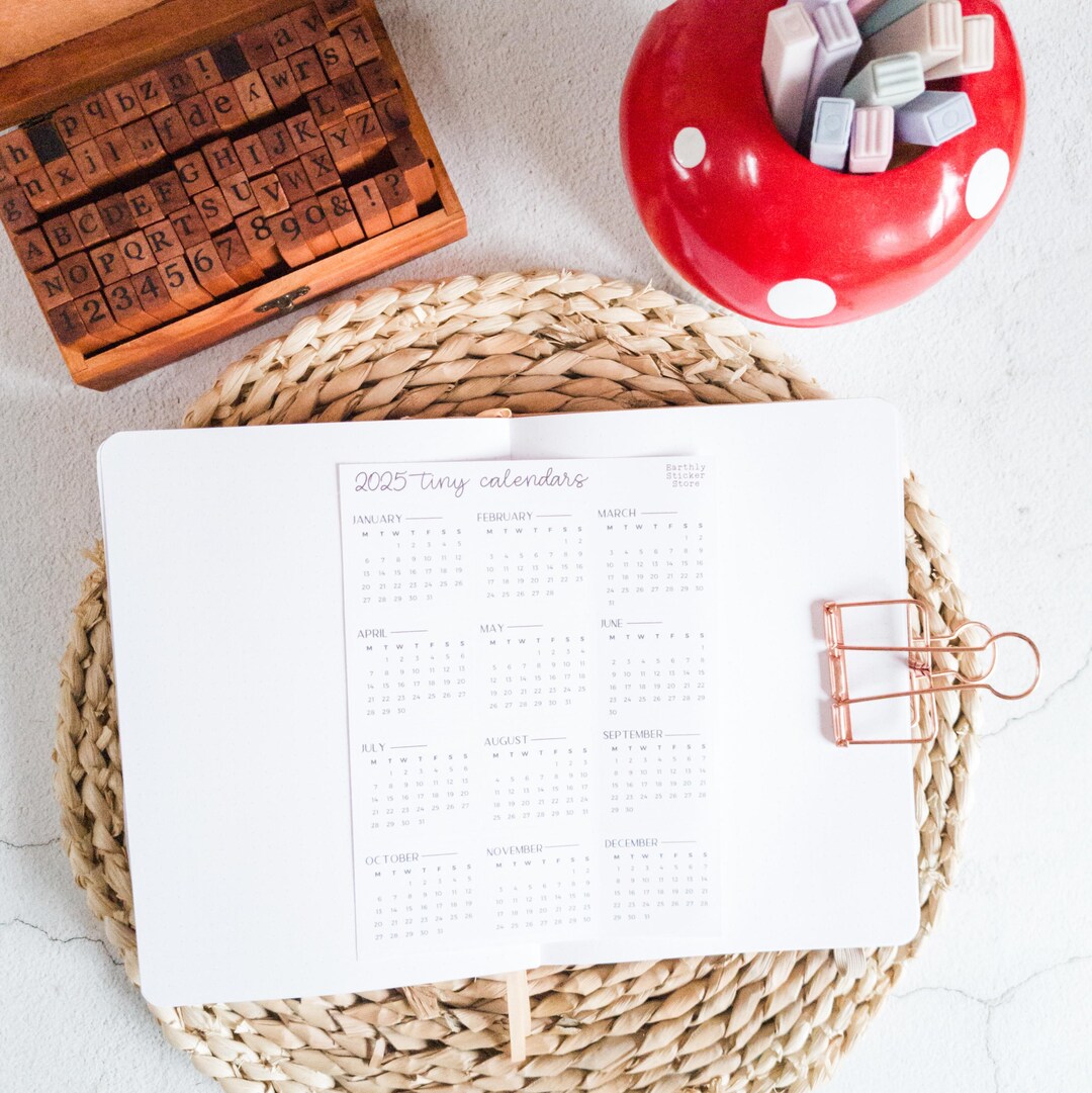 2025 Tiny Calendar Stickers, 2025 Sticker for Journaling, Planners ...
