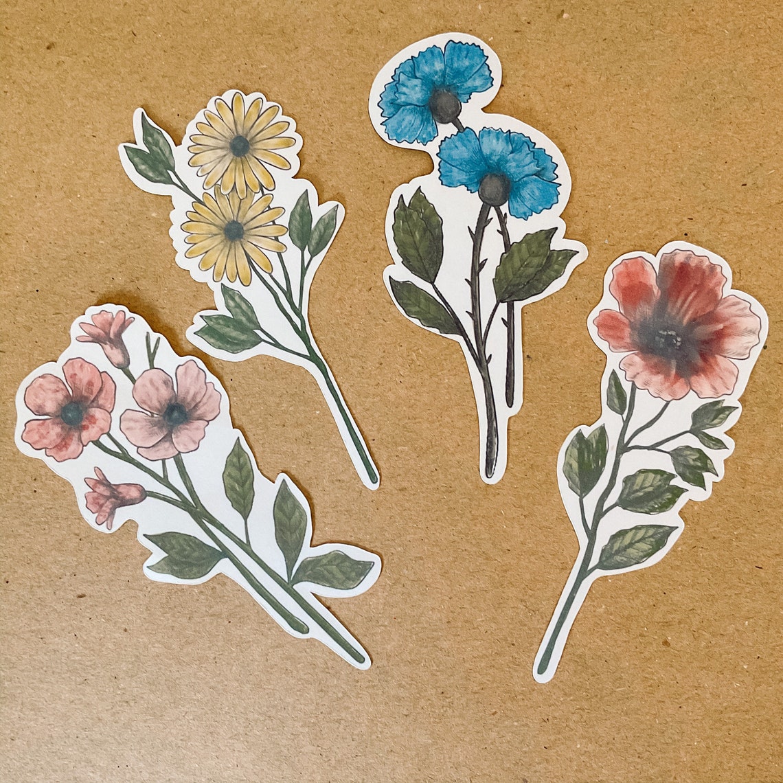 Flower Sticker Set Floral Scrapbook Stickers Flower Bullet | Etsy