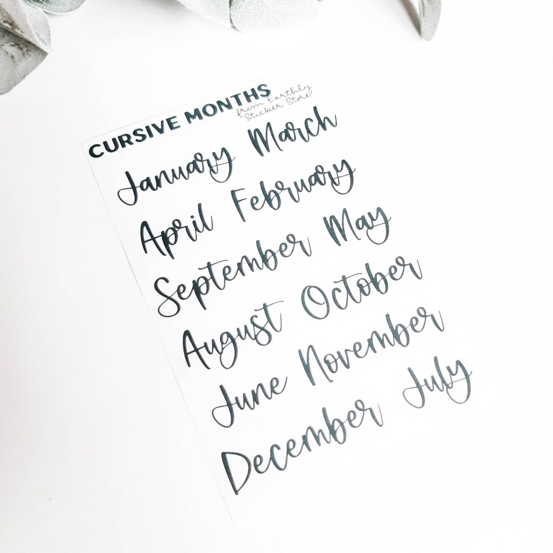 Months of the Year Planner Stickers, Large Cursive Months Stickers ...