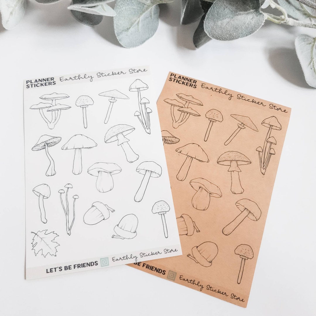 Mushroom Stickers, Planner Sticker Sheet, Mushroom Bullet Journal ...