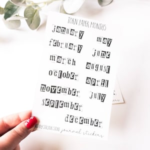 Months of the Year Planner Stickers, Torn Paper Stickers, Magazine ...
