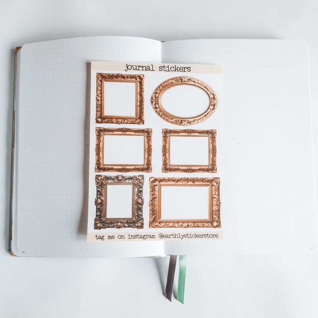 Elegant Vintage Gold Frame Sticker Sheet Journaling, Planner, Scrapbook ...