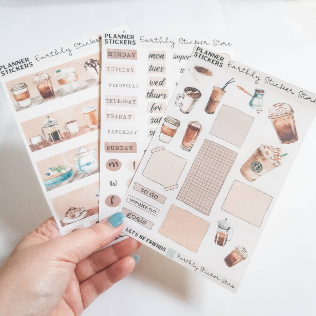Coffee Planner Sticker Sheets, Coffee Stickers, Bujo Sticker Sheet for ...
