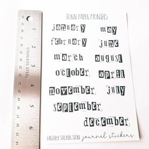 Months of the Year Planner Stickers, Torn Paper Stickers, Magazine ...