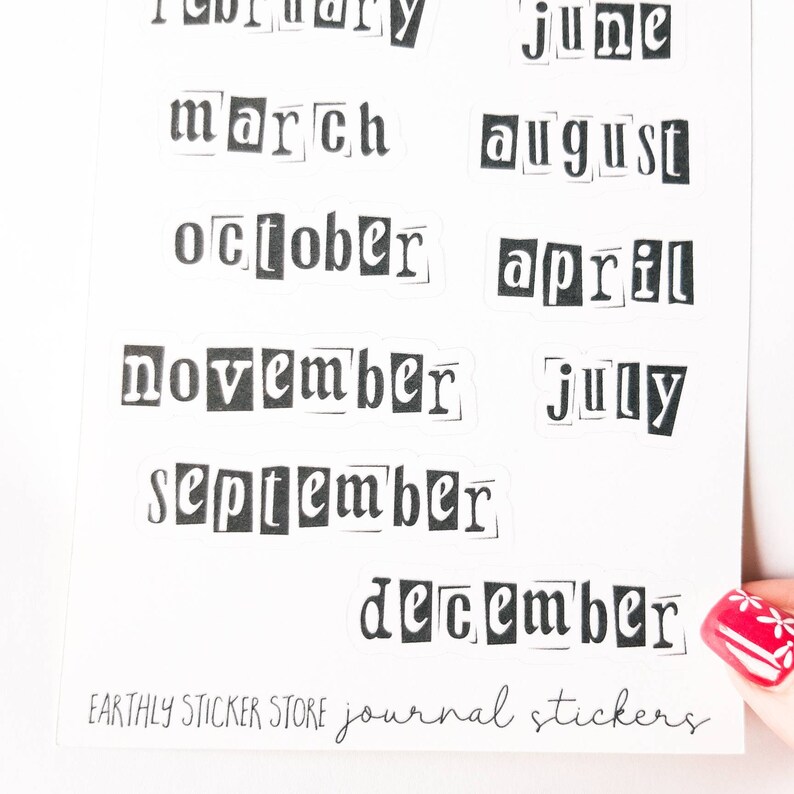 Months of the Year Planner Stickers Torn Paper Stickers - Etsy