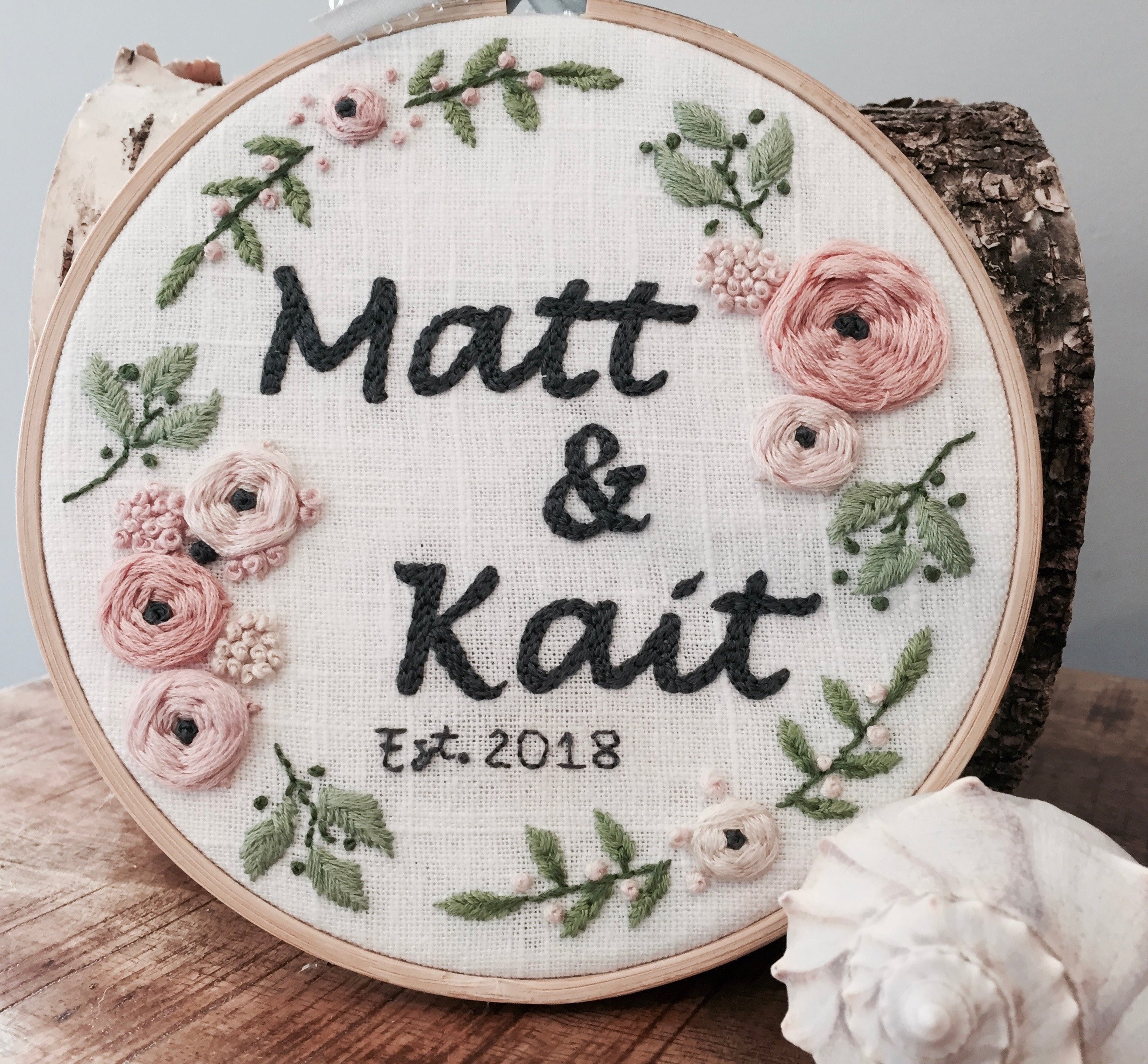 Customizable Hand Embroidered Wedding Announcement | Etsy