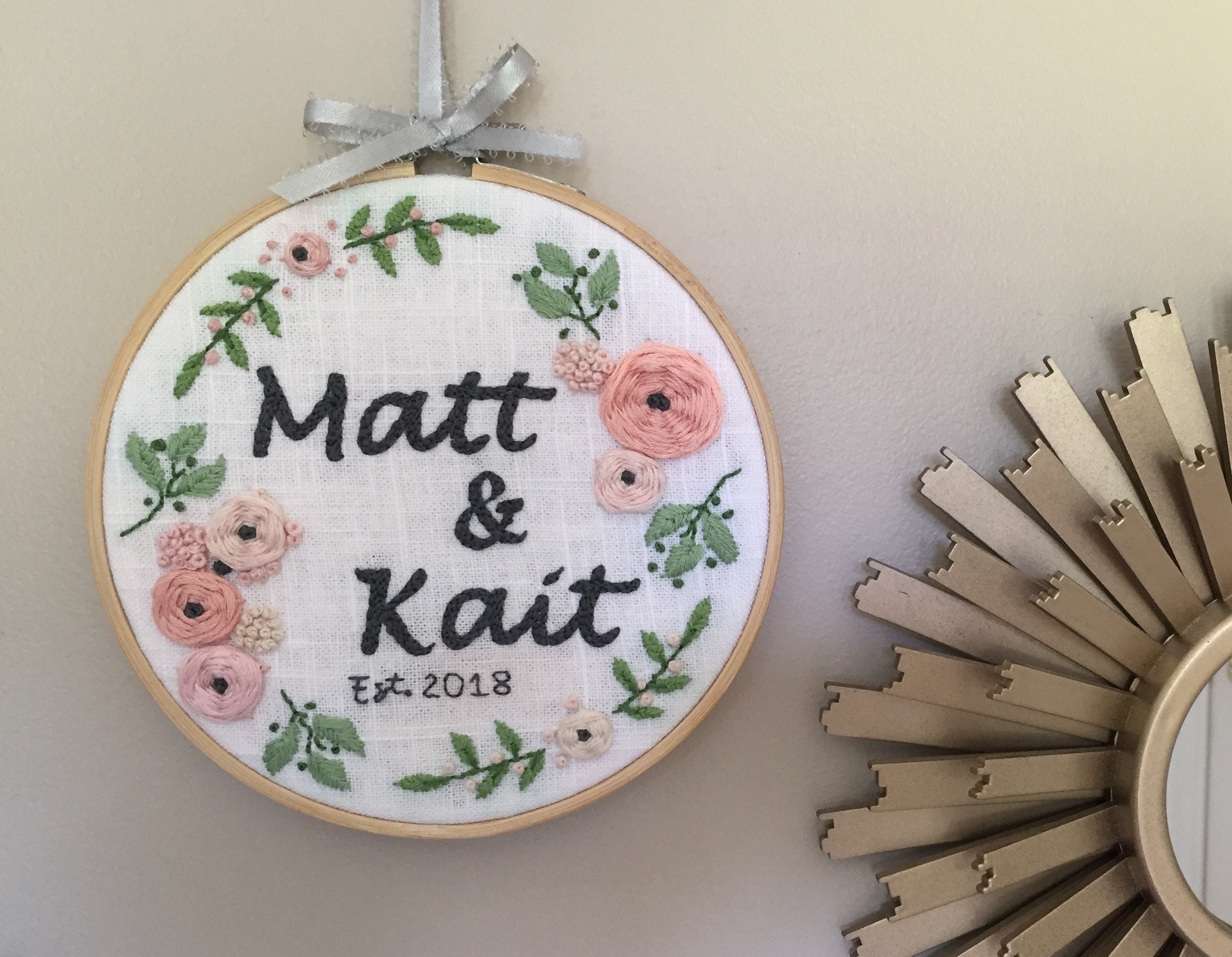 Customizable Hand Embroidered Wedding Announcement | Etsy