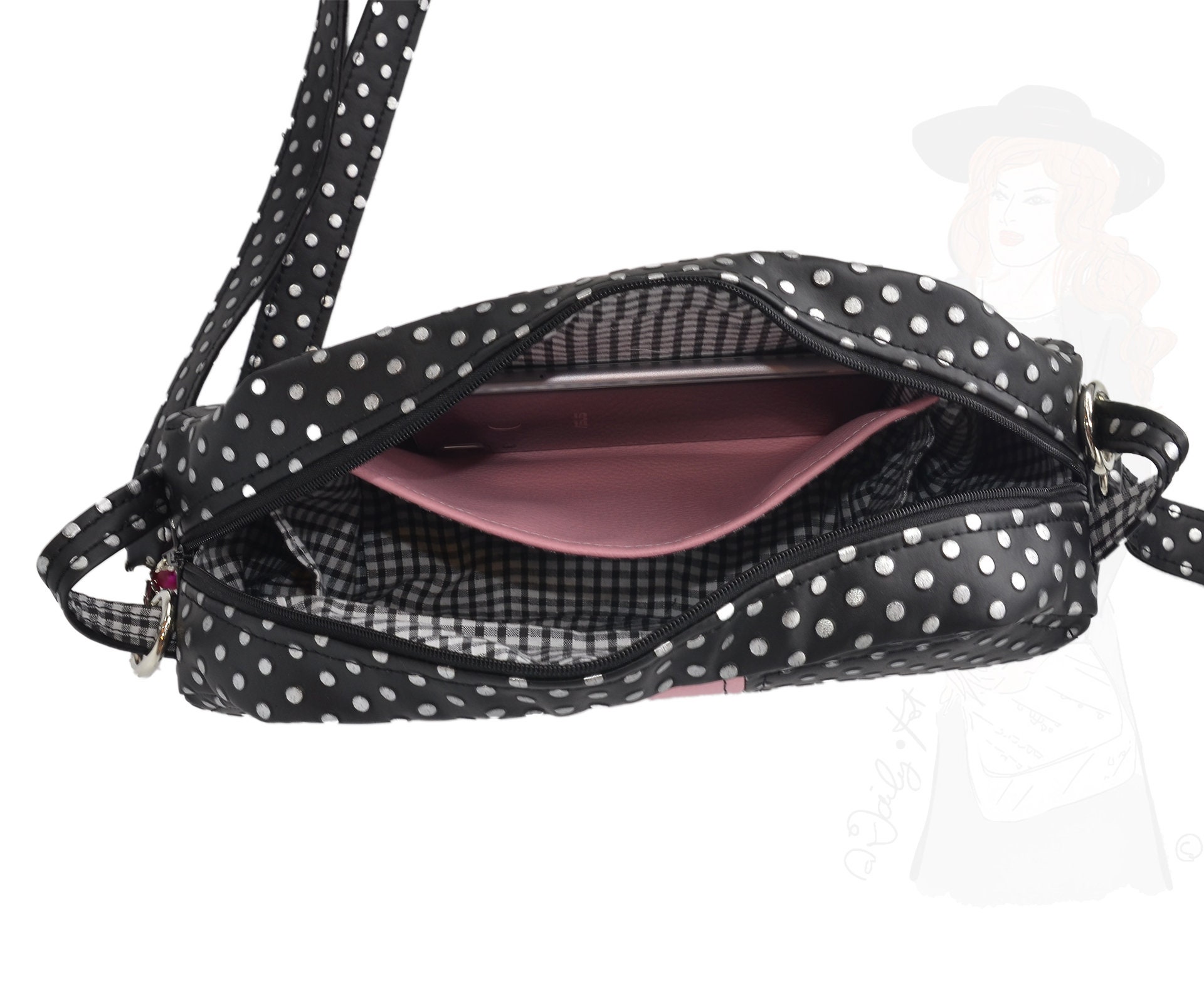 Black and Pink Handbag, Pink Preppy Style Handbag, Black and White ...