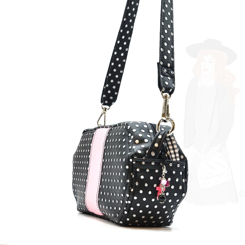 Black and pink handbag Pink Preppy style handbag Black and | Etsy